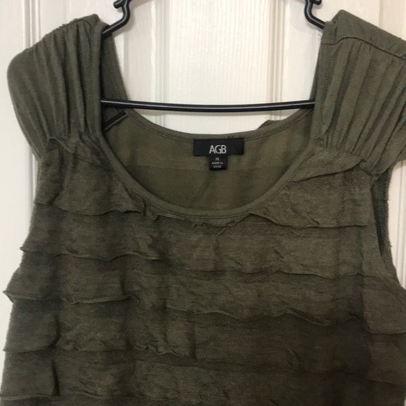 AGB | Tops | Guc Agb Army Olive Green Ruffle Tank Top Size Xl | Poshmark
